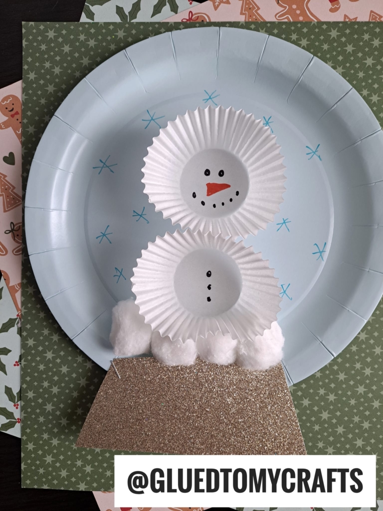 Paper Plate and Cupcake Liner Snowman Snow Globe Craft Idea