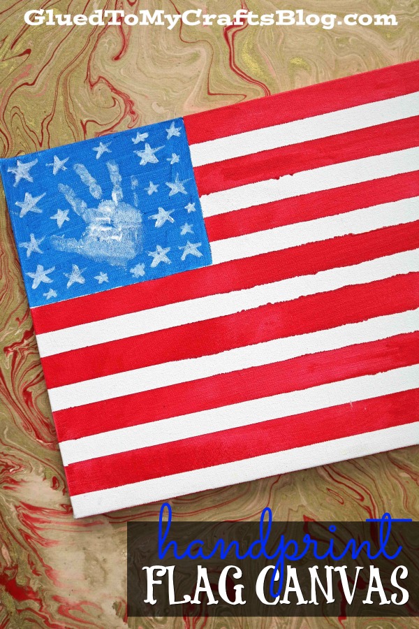 Painted Handprint Flag Keepsake Canvas