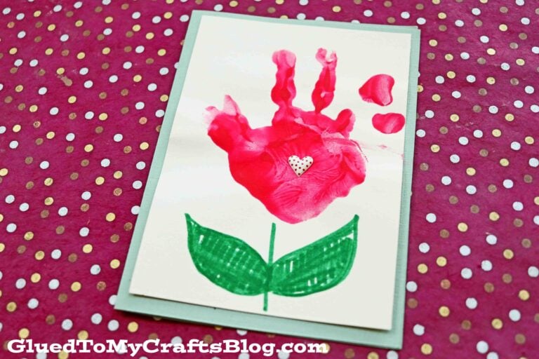 Painted Handprint Flower Card Craft Idea
