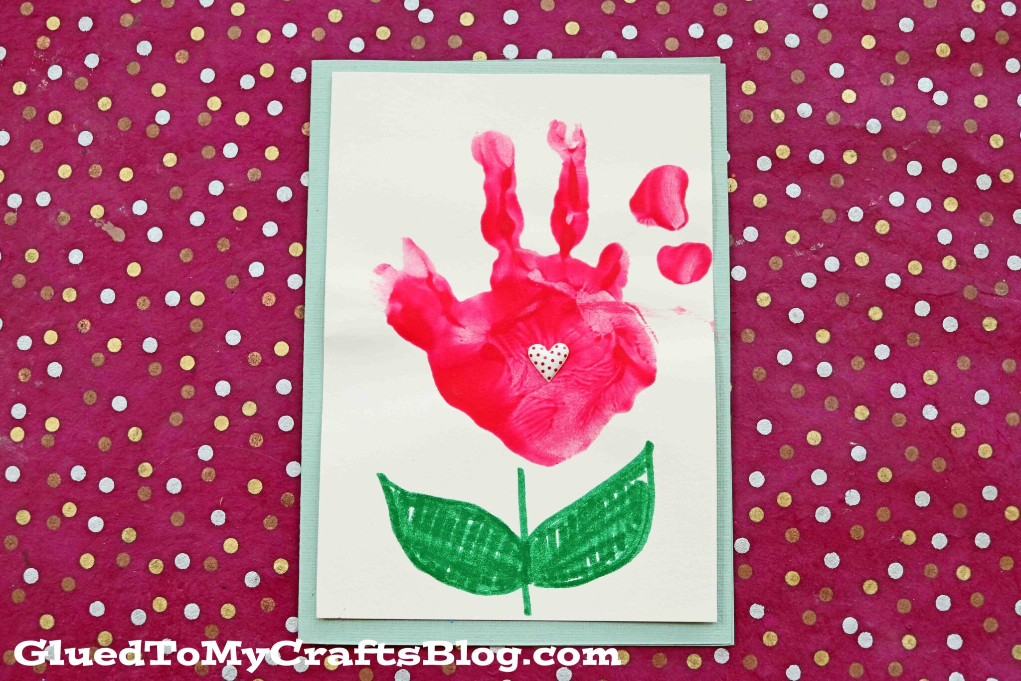 Painted Handprint Flower Card Craft Idea