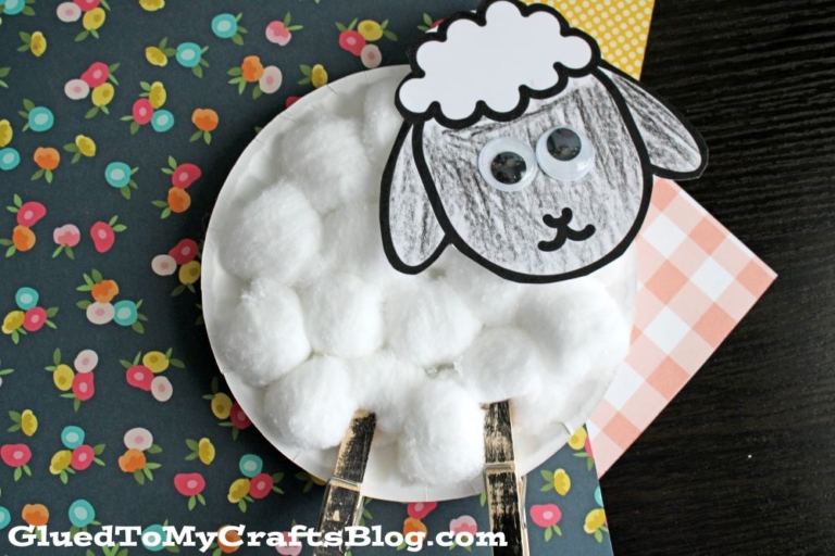 Paper Plate & Cotton Ball Sheep Craft Idea