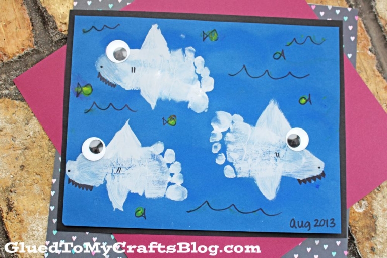 Footprint Sharks Keepsake - Shark Week Craft