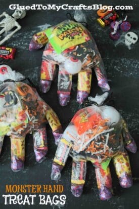 How to Make Monster Hand Treat Bags for Halloween