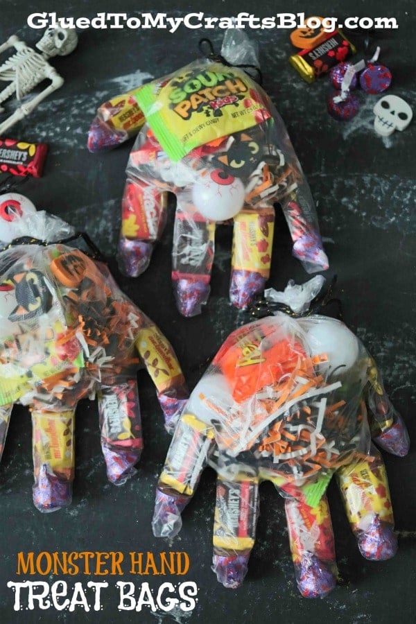 Monster Hand Treat Bags For Halloween