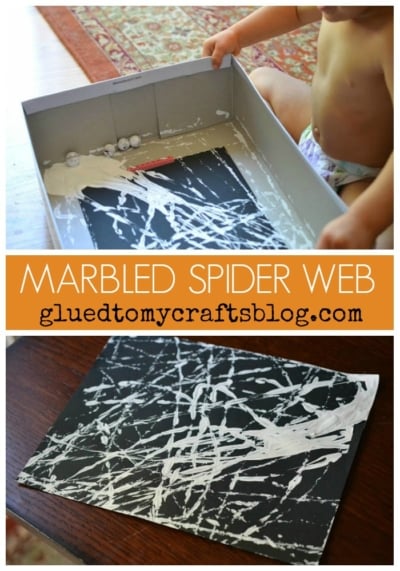 Marbled Art Spider Web Craft Idea For Halloween