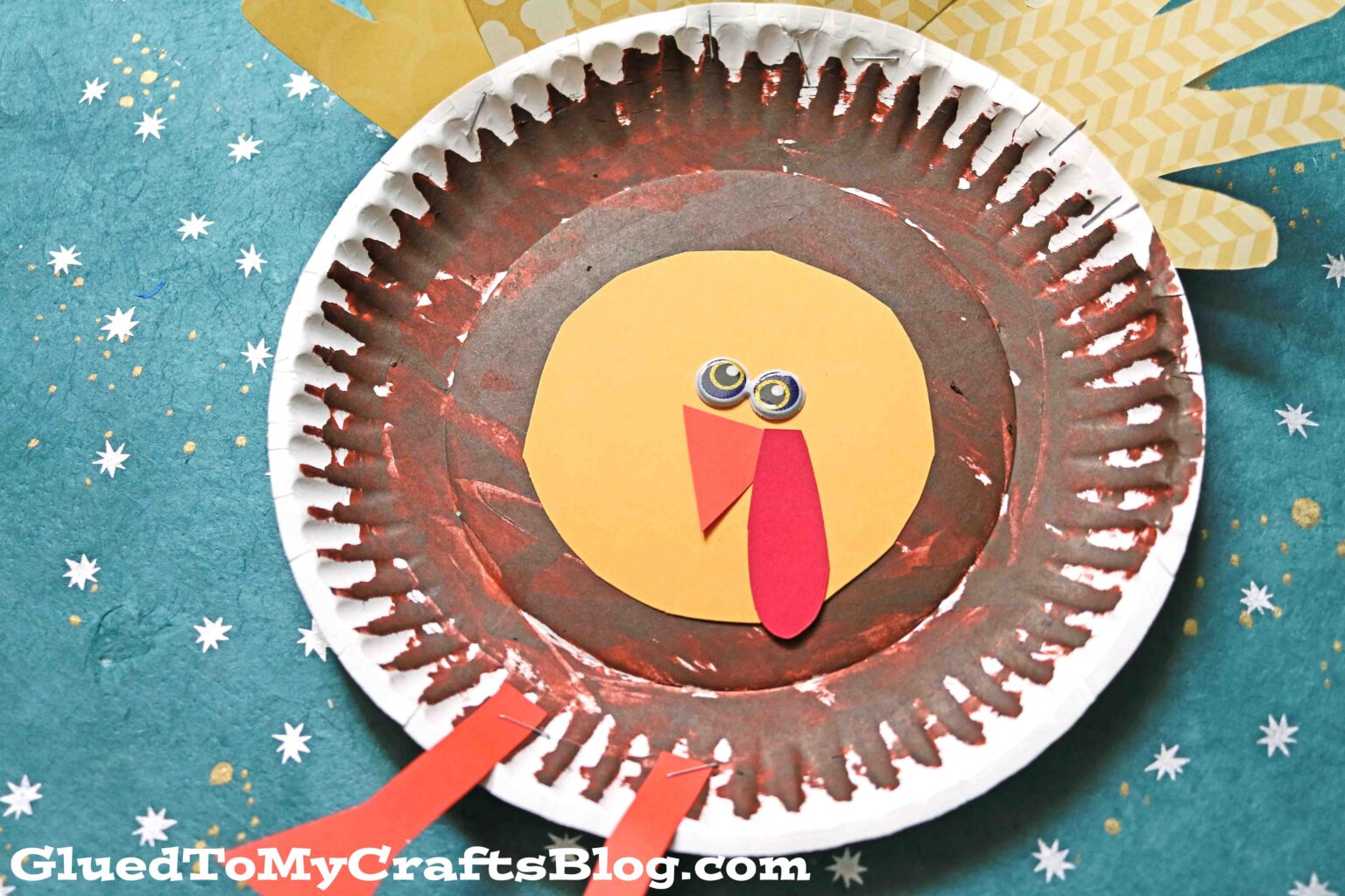 Paper Plate Turkey w/Handprint Feathers Craft Idea