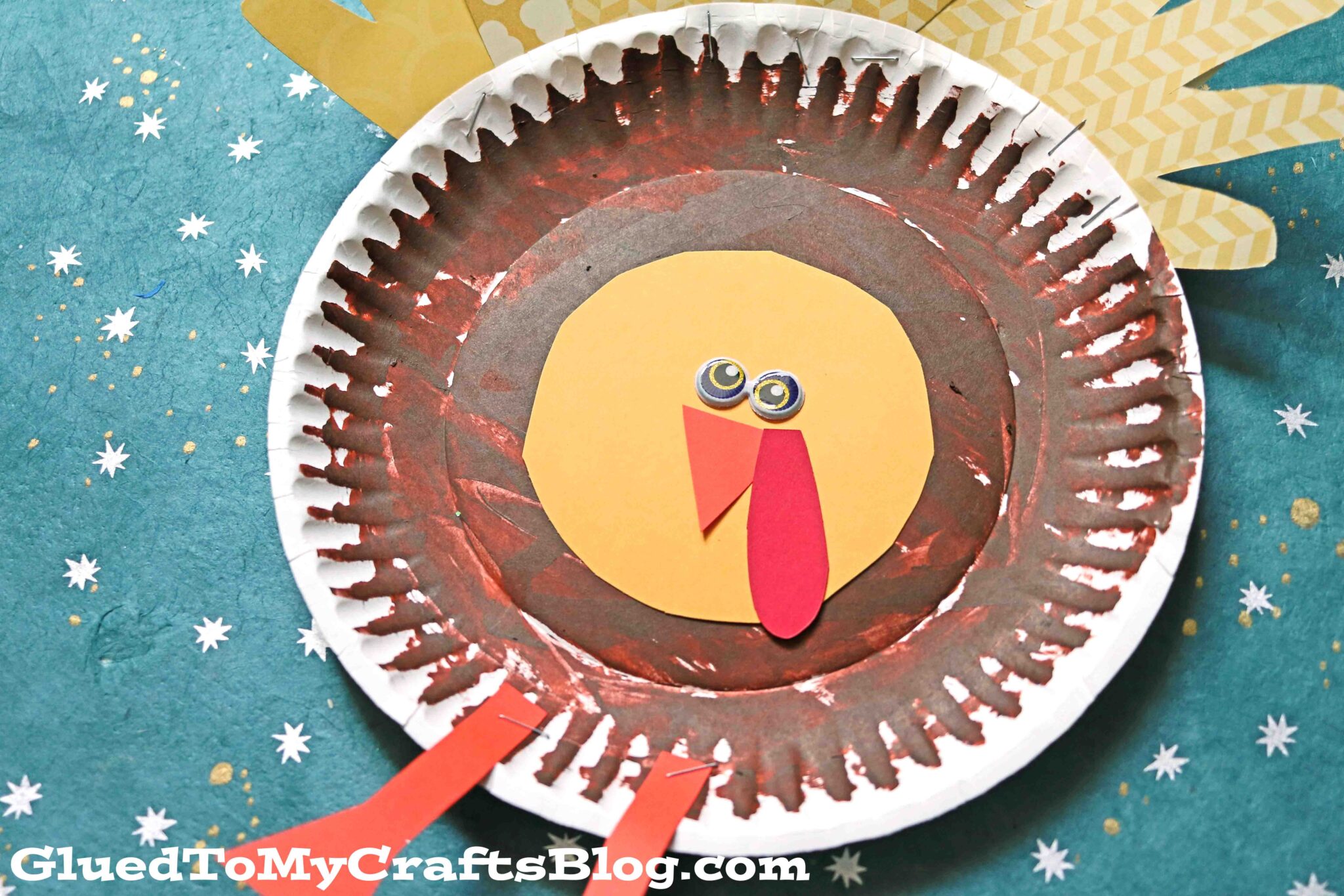 Paper Plate Turkey w/Handprint Feathers Craft Idea