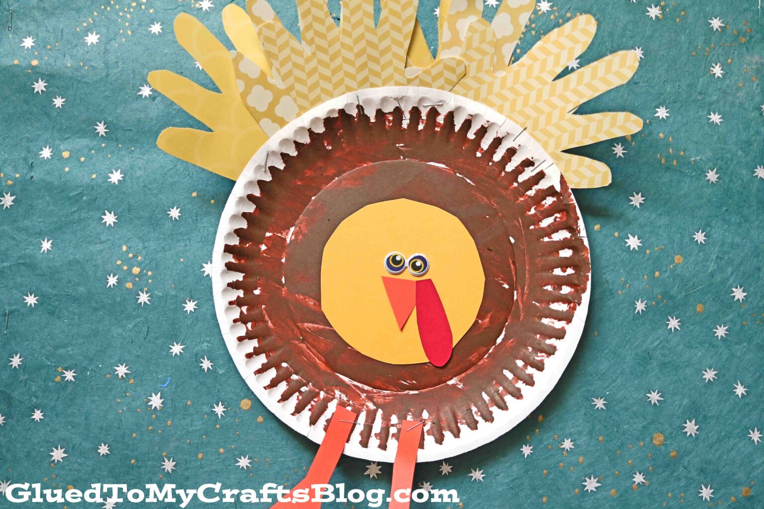 Paper Plate Turkey w/Handprint Feathers Craft Idea
