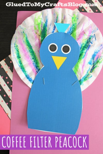 Tye Dye Colored Coffee Filter Peacock Craft Idea
