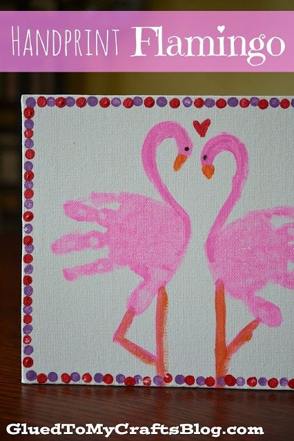 Painted Handprint Flamingo Canvas