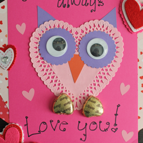Paper Heart Doily Owl Card For Valentine's Day