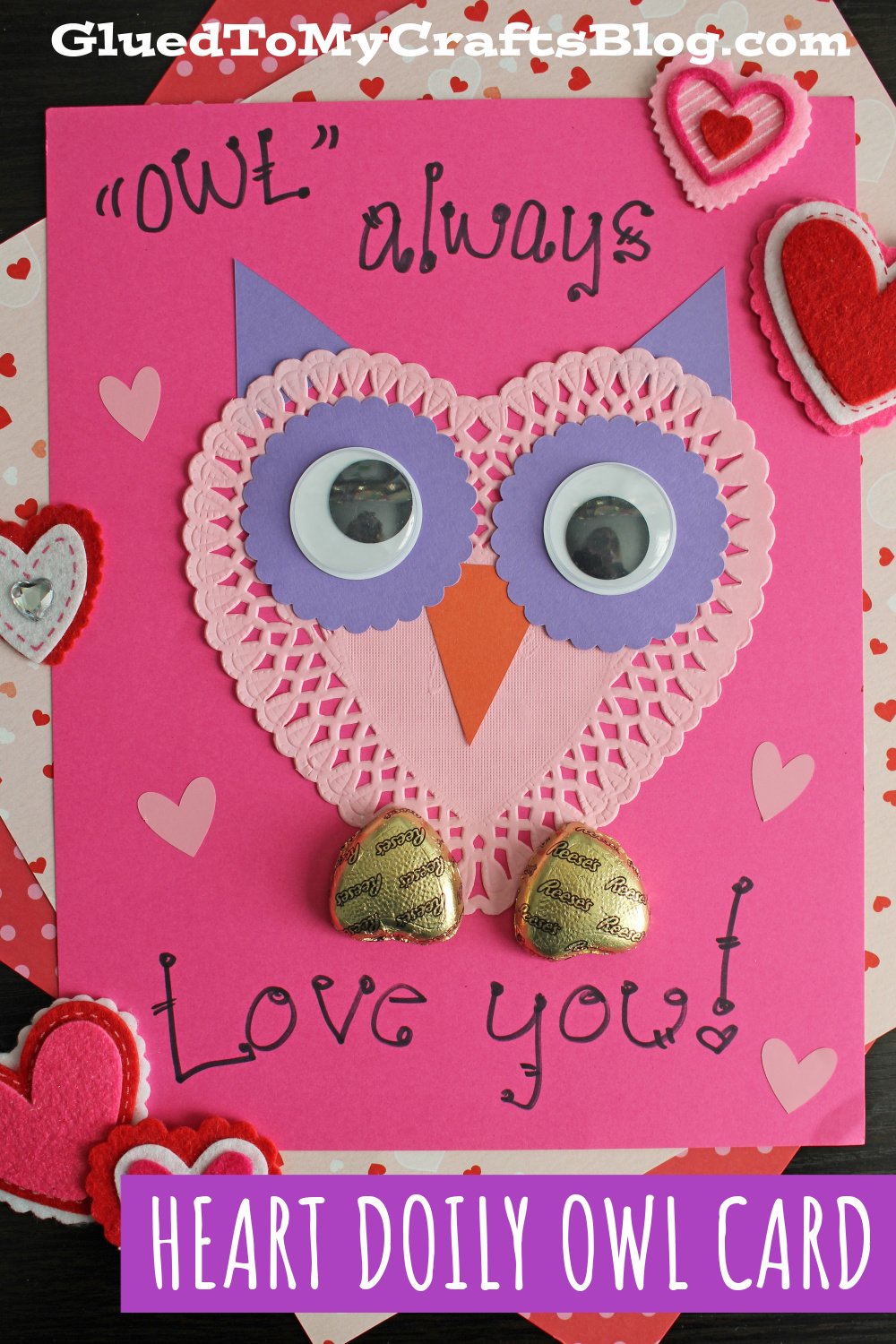 Paper Heart Doily Owl Card For Valentine's Day