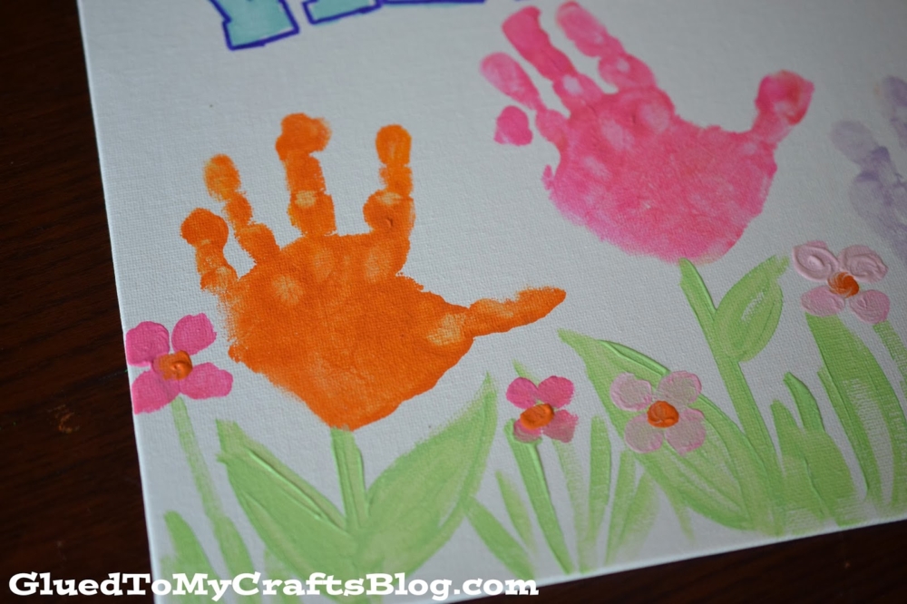 Painted Handprint Spring Welcome Sign