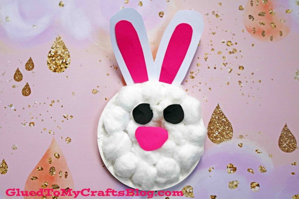Paper Plate And Cotton Ball Bunny Craft Idea