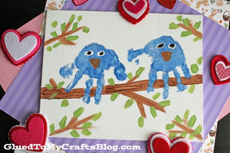 Handprint Birds On A Branch Canvas