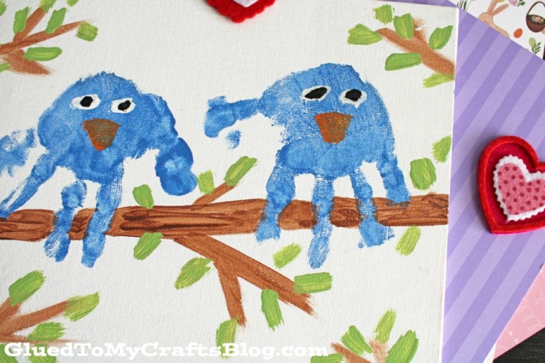 Handprint Birds On A Branch Canvas