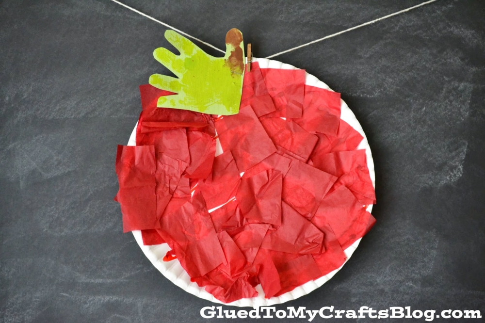 Paper Plate & Tissue Paper Apple Craft