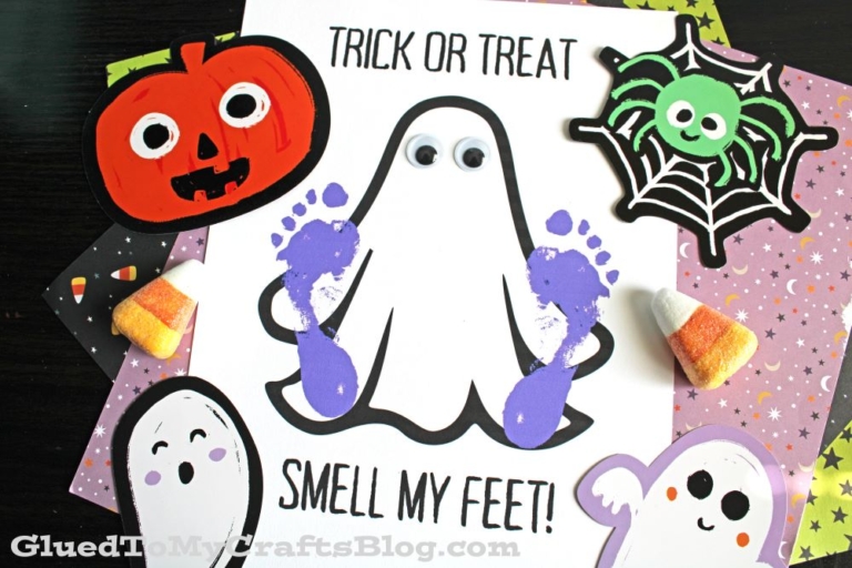 Trick or Treat Footprint Ghost Keepsake