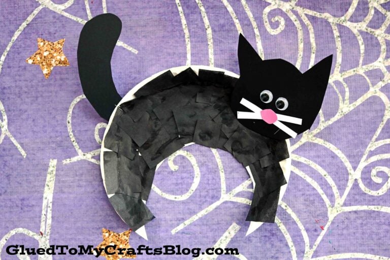 Paper Plate Black Cat Craft For Halloween