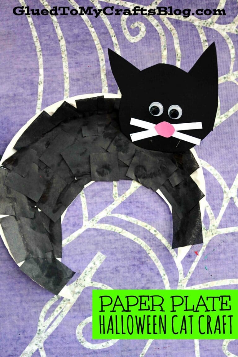 Paper Plate Black Cat Craft For Halloween
