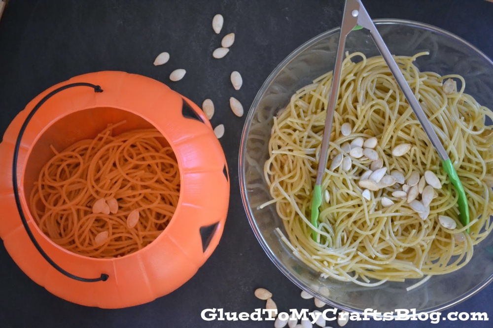 Pumpkin Guts Sensory Bin Idea