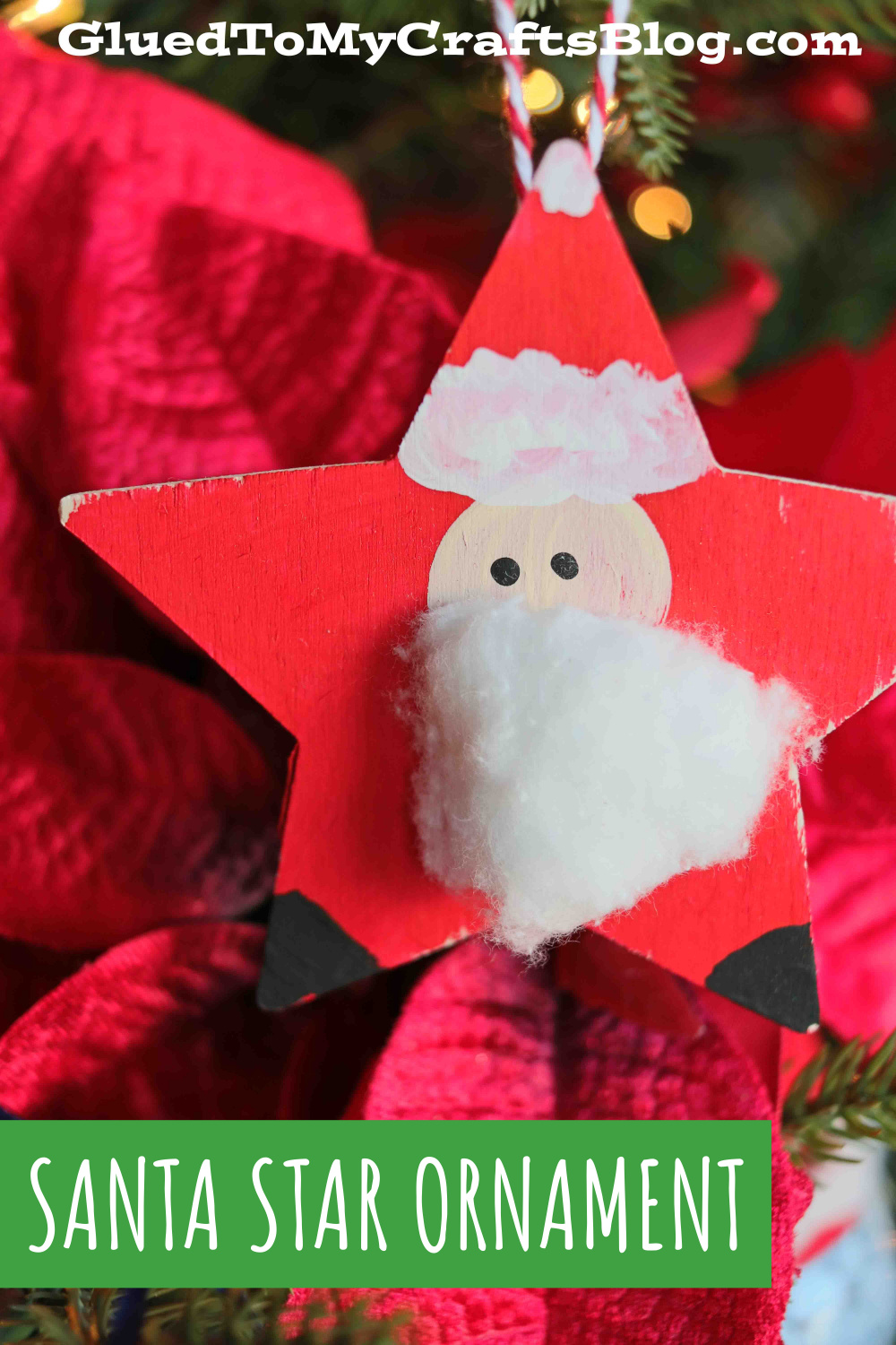 Wood Santa Star Ornament Craft Idea
