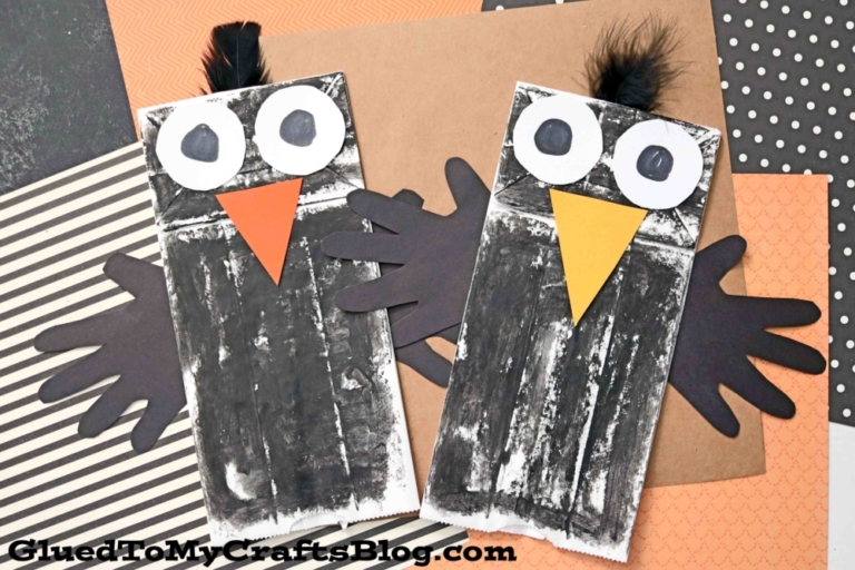 Paper Bag Crow Puppet