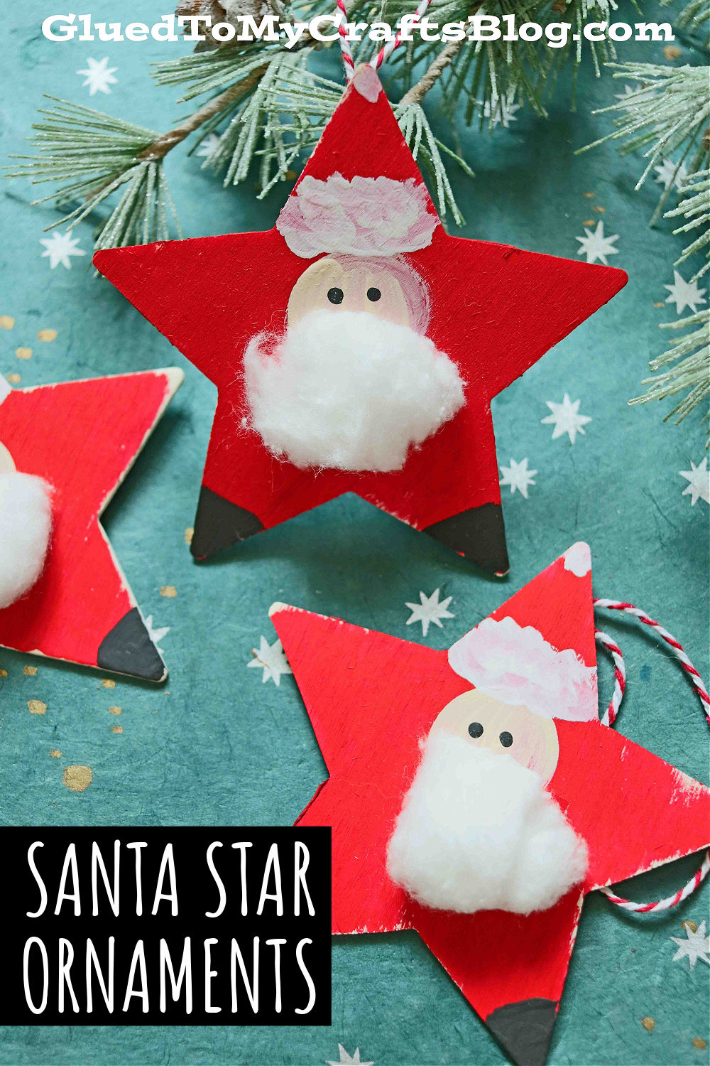 Wood Santa Star Ornament