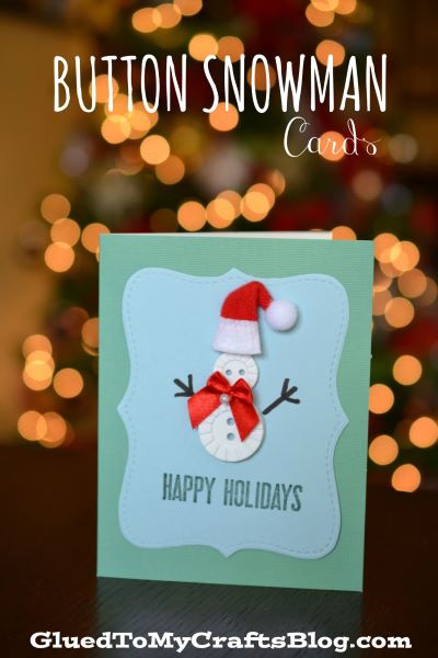 Snowman Button Card Craft Idea For Christmas