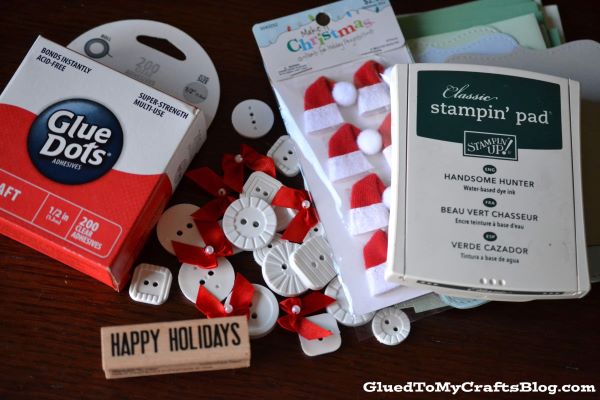 Snowman Button Card Craft Idea For Christmas