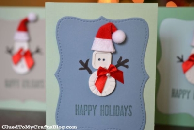 Snowman Button Card Craft Idea For Christmas