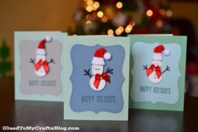 Snowman Button Card Craft Idea For Christmas