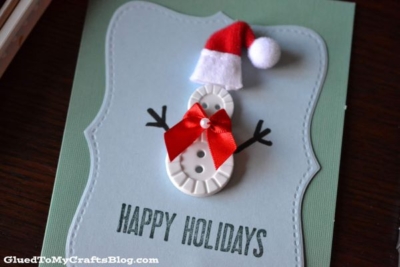 Snowman Button Card Craft Idea For Christmas