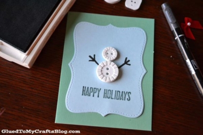 Snowman Button Card Craft Idea For Christmas