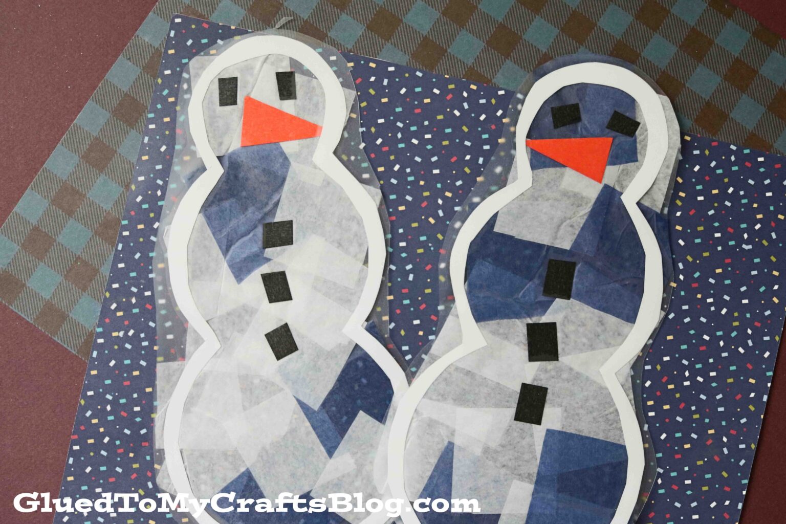 Stained Glass Snowmen Winter Craft