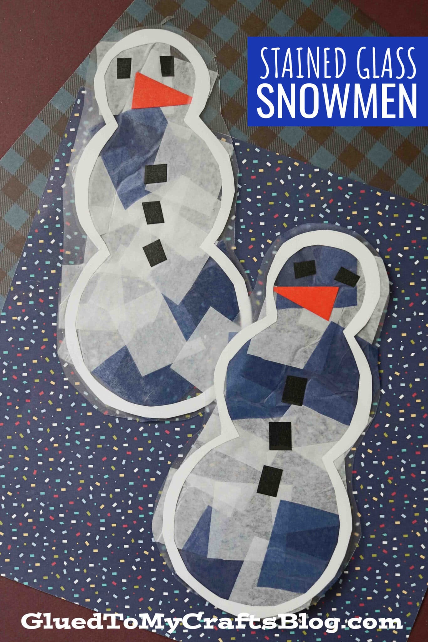 Stained Glass Snowmen Winter Craft
