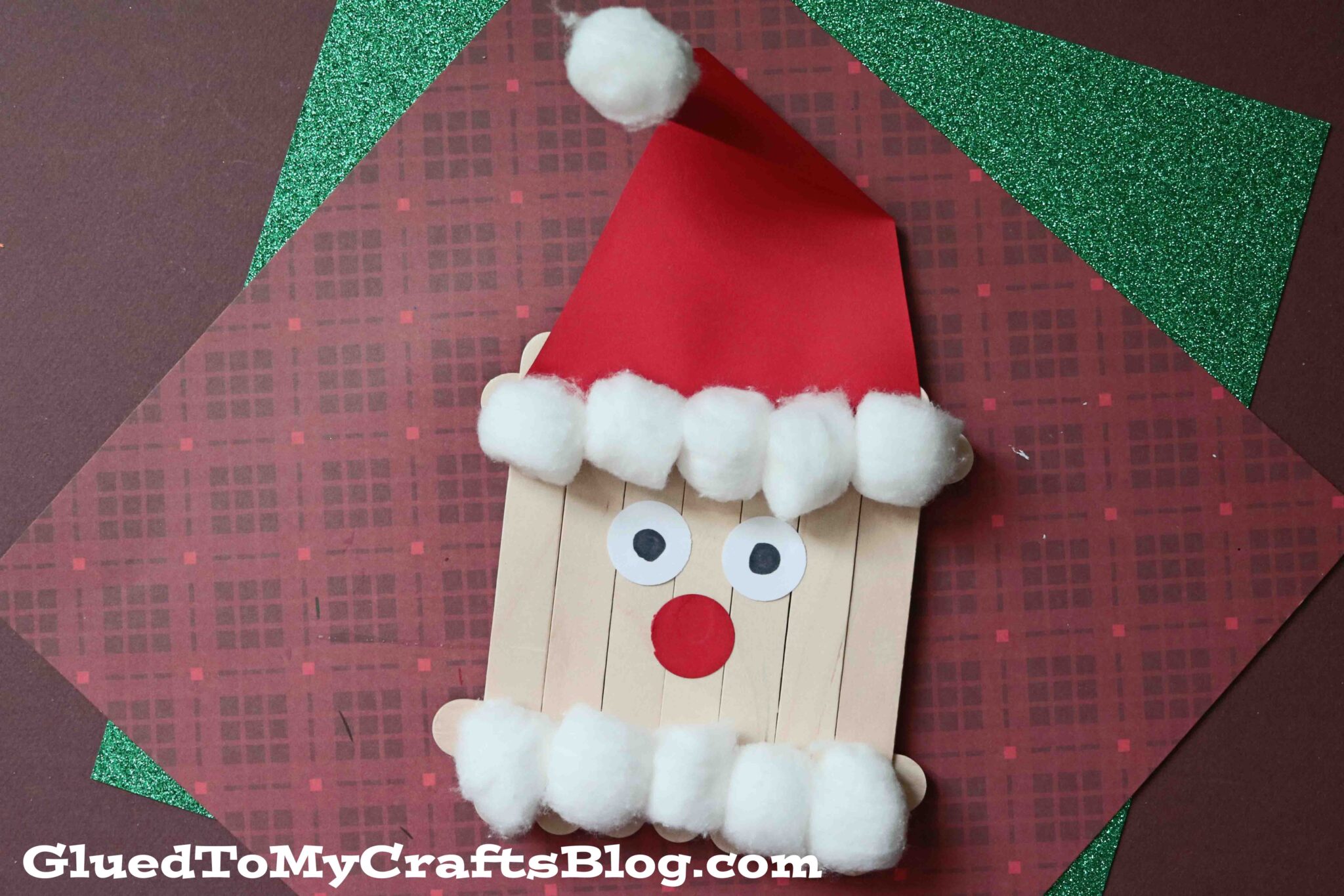 Cotton Ball & Popsicle Stick Santa Craft Idea