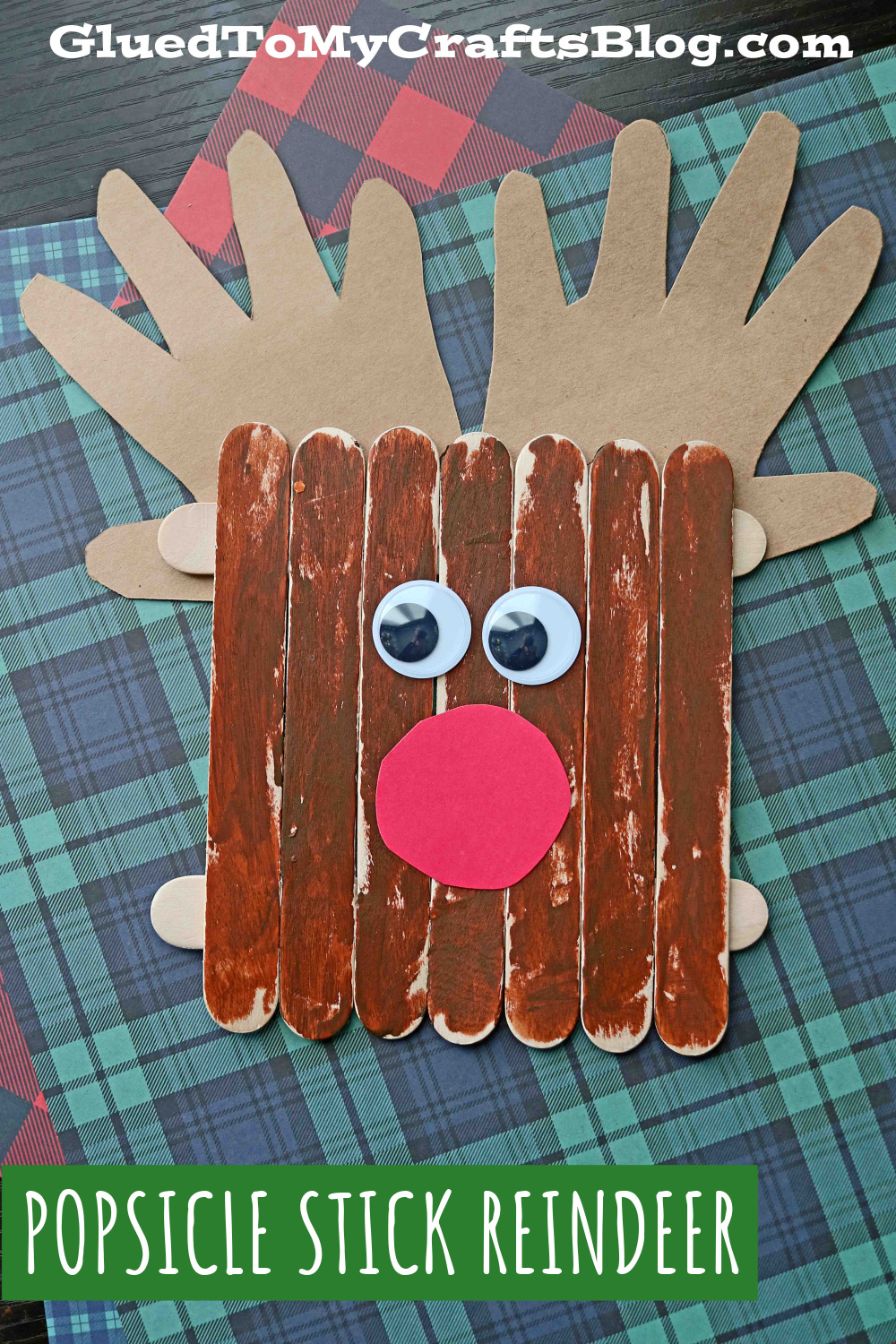 Handprint & Popsicle Stick Reindeer Craft Idea