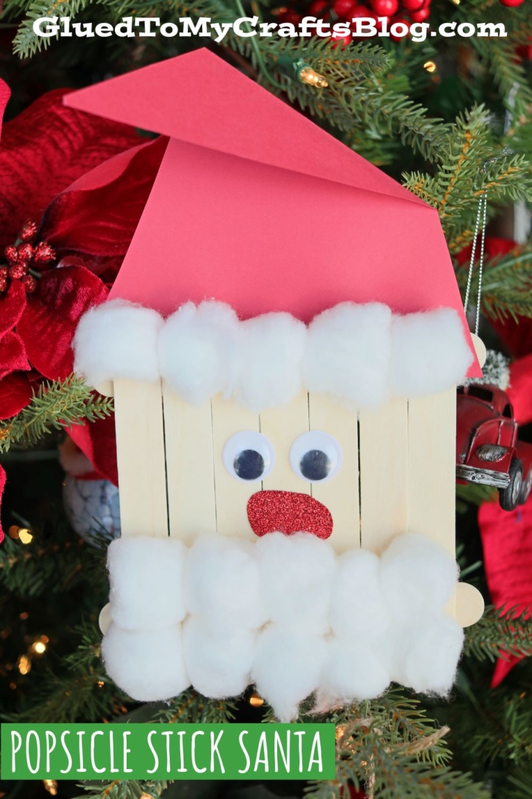 Cotton Ball & Popsicle Stick Santa Craft Idea