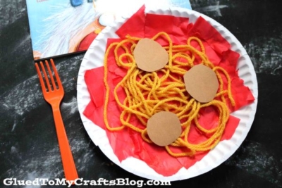 Paper Plate Spaghetti w/Yarn & Tissue Paper Craft
