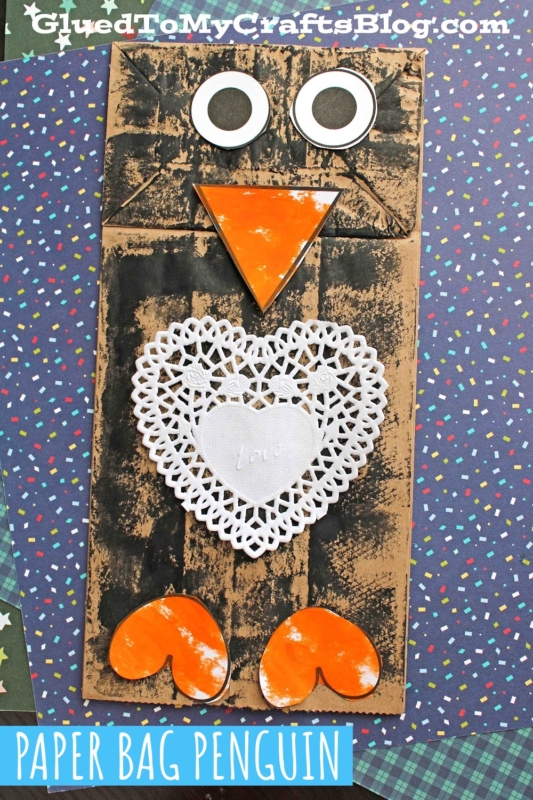 Paper Bag Penguin Puppet