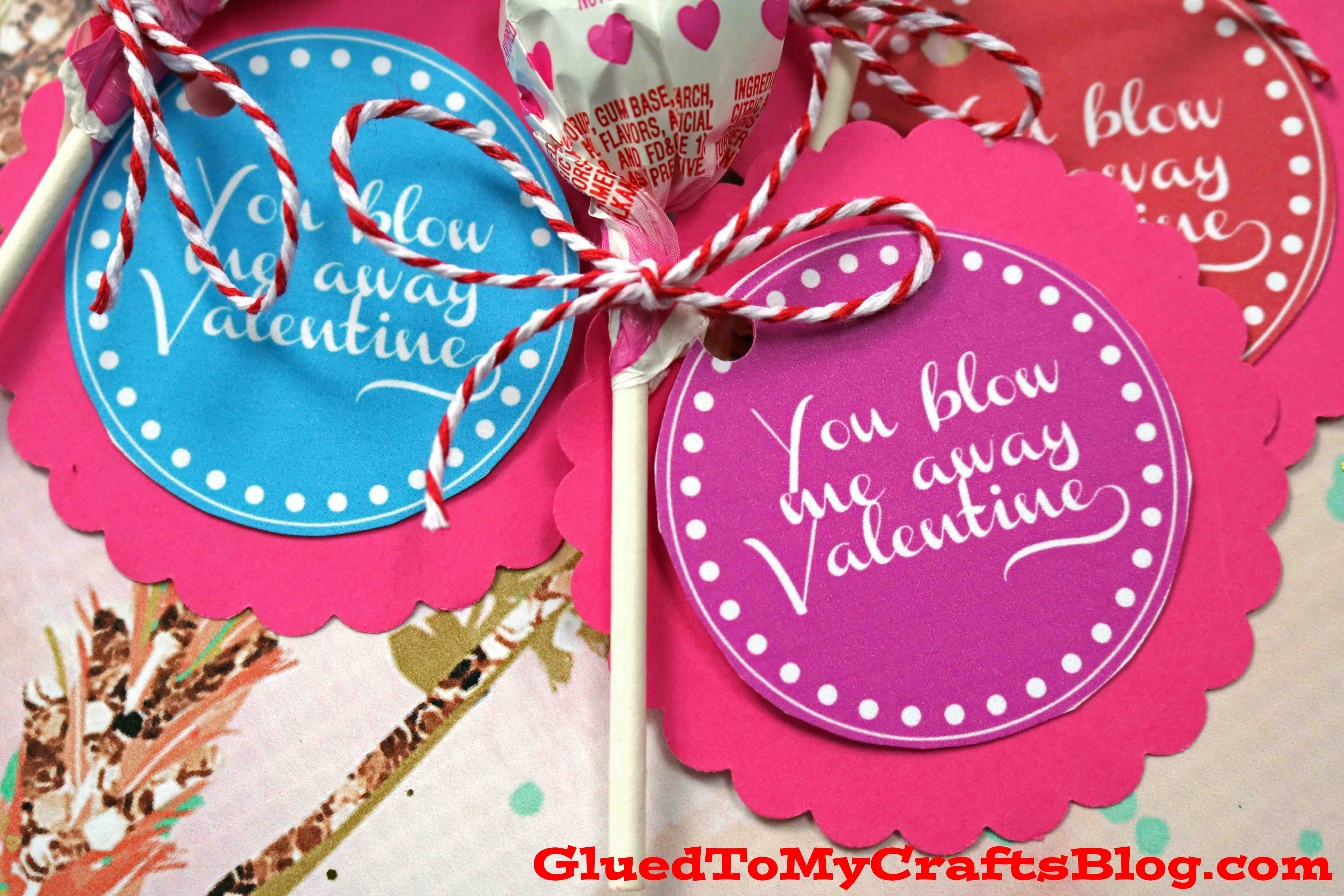 You Blow Me Away - Valentine Sucker Gift Tags
