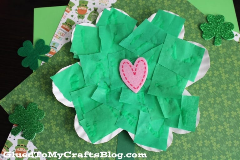 Paper Plate Four Leaf Clover Craft
