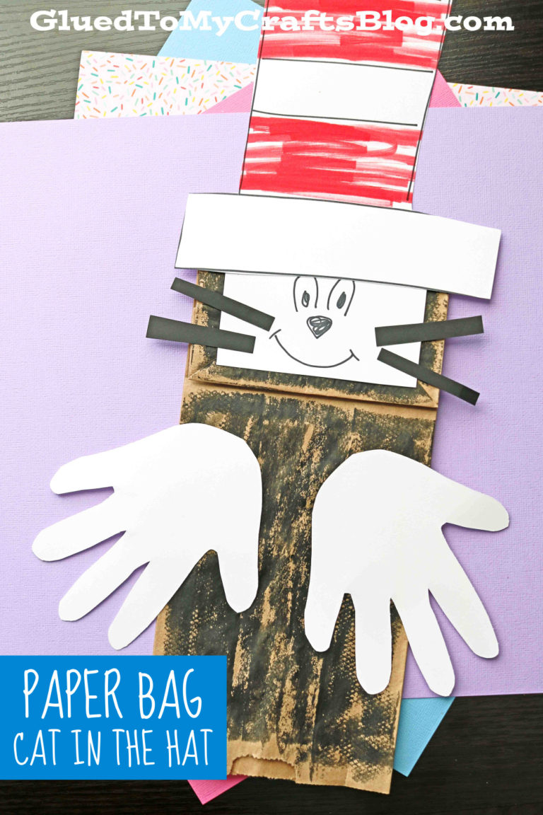 Paper Bag Cat In The Hat Puppet Craft Idea