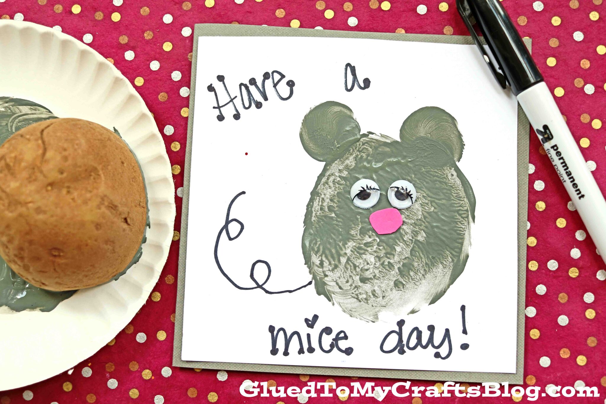 Potato Stamped Mouse Card Craft