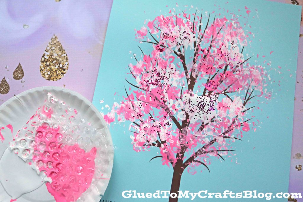 Bubble Wrap Print Cherry Blossom Tree Craft