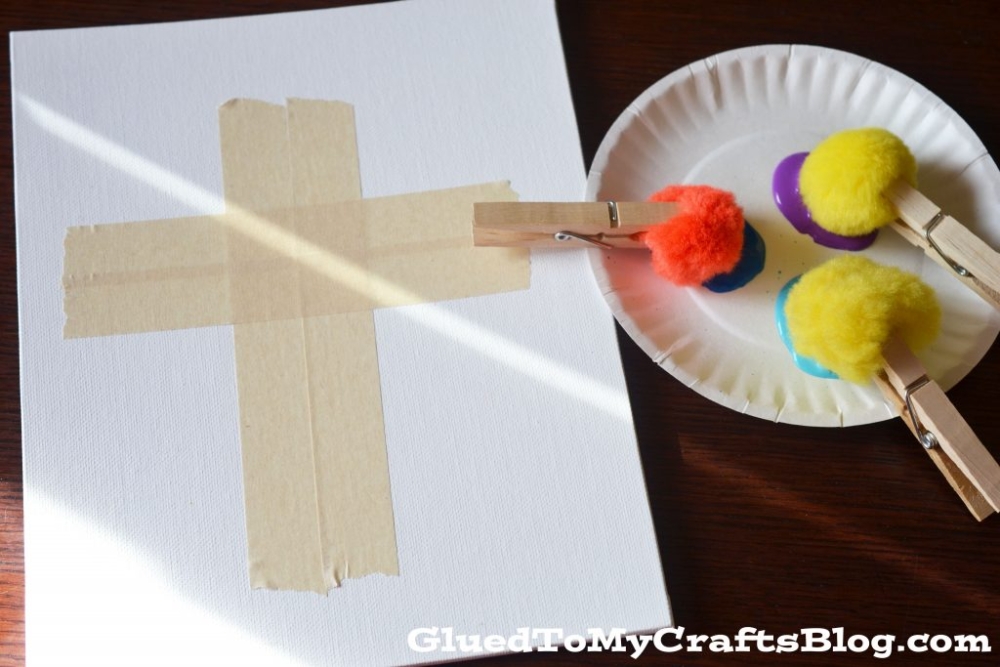 Tape Resistant Cross Canvas - Sunday School Craft Idea