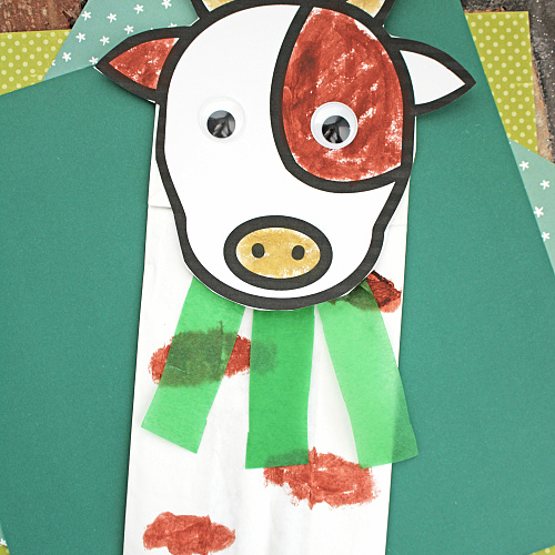 Paper Bag Cow Puppet Craft