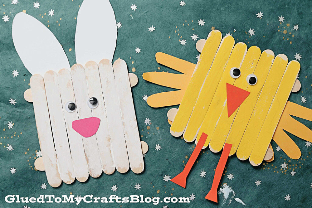 Popsicle Stick Easter Friends Craft Idea