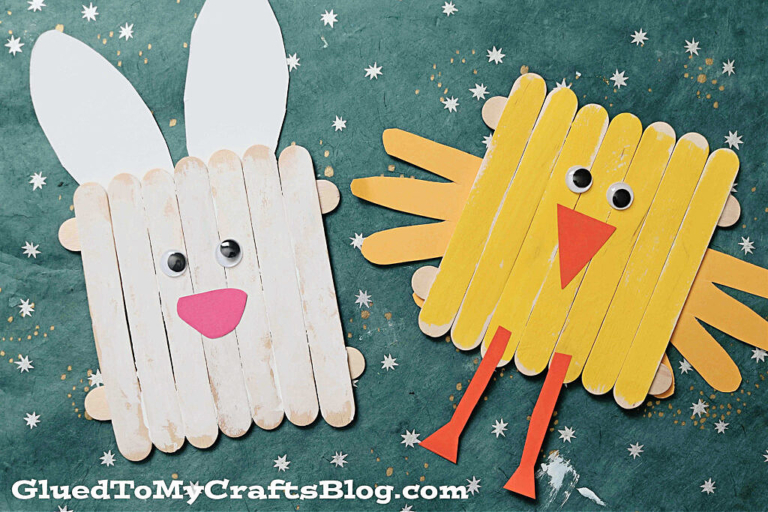 Popsicle Stick Easter Friends Craft Idea